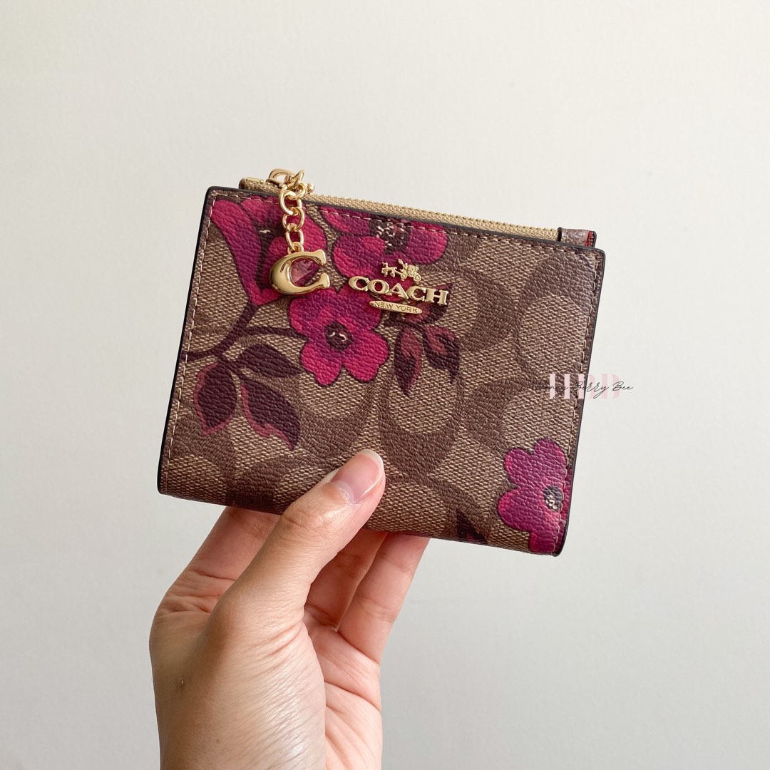 Coach Snap Card Case Wallet in Signature Canvas with Victorian Floral ...