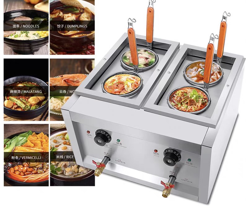 Commercial electric noodle cooker electric heating desktop four- head ...