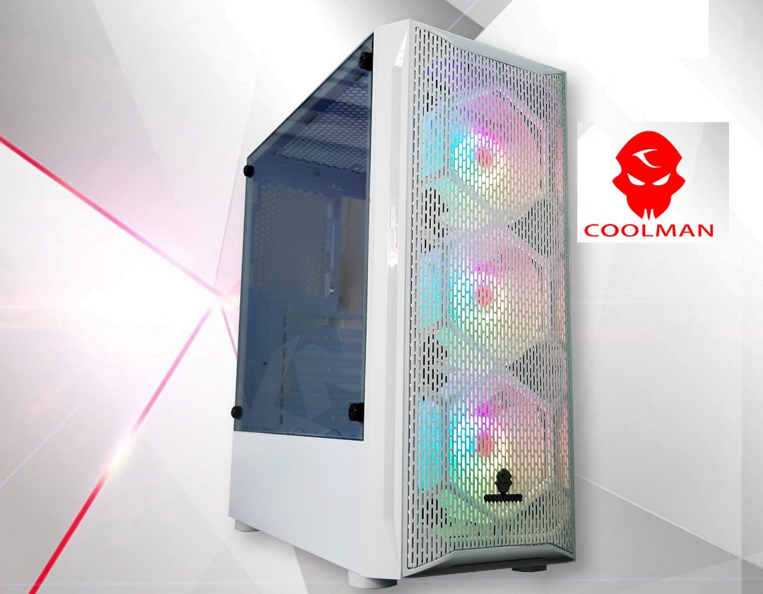 Coolman Aurora White Temperd Cpu Case with 3 Fans, Computers & Tech ...