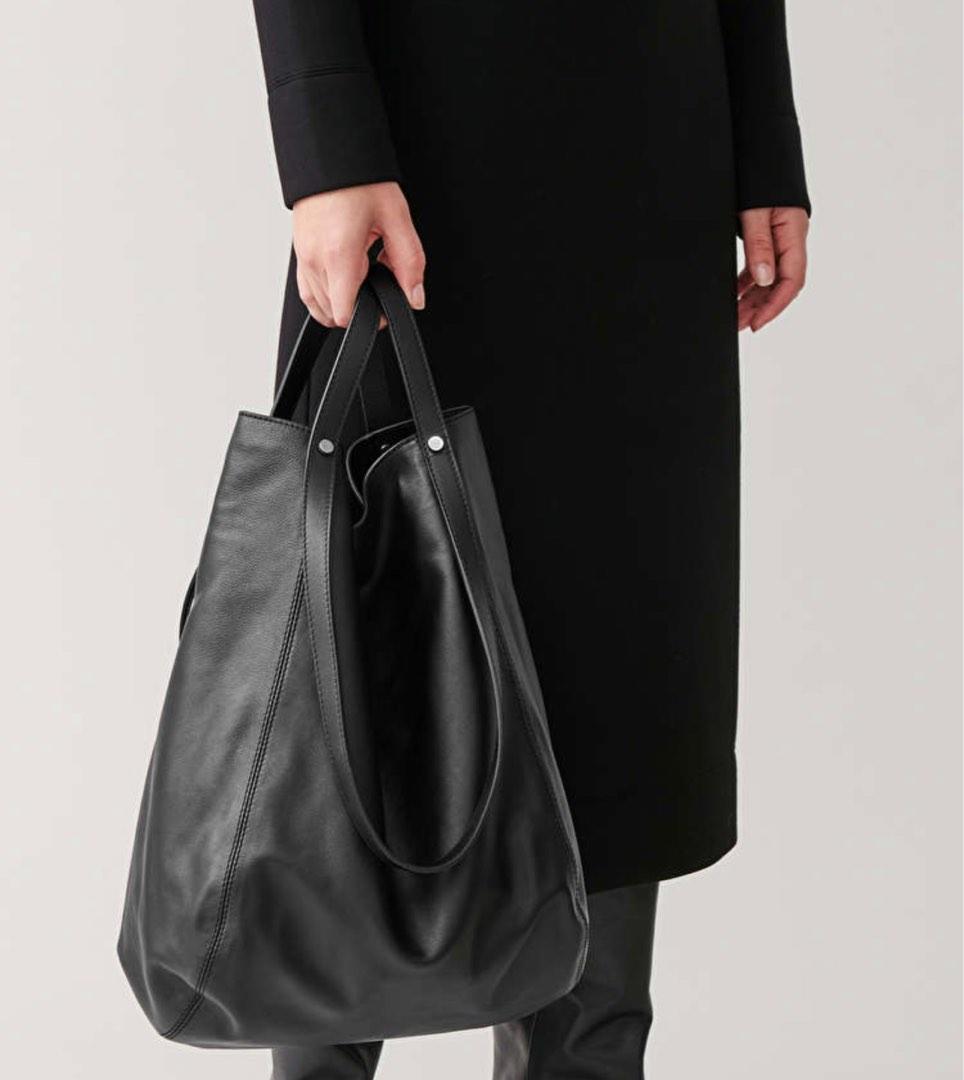 COS Leather Shopper Bag in Black, Women's Fashion, Bags & Wallets ...