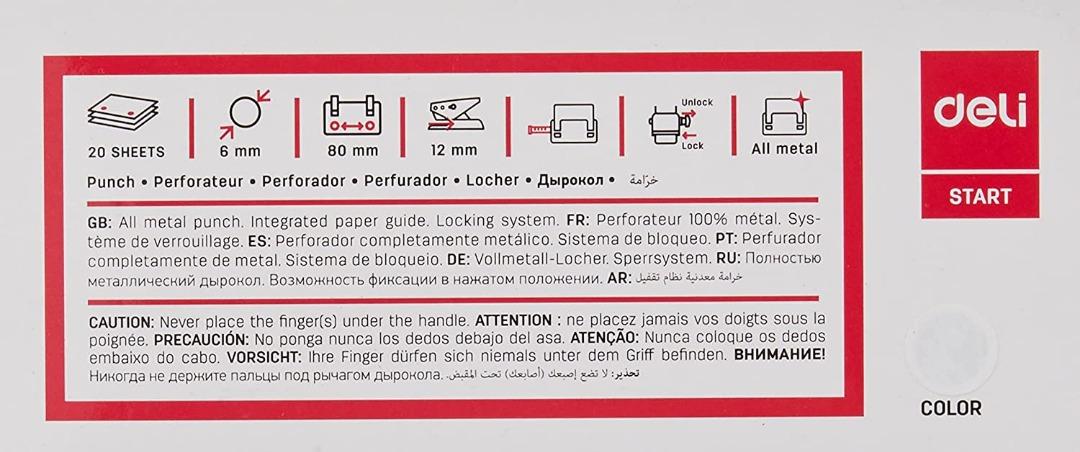 Deli E0102 2 Holes Metal Punch Lock System(20 Sheets), Hobbies & Toys ...