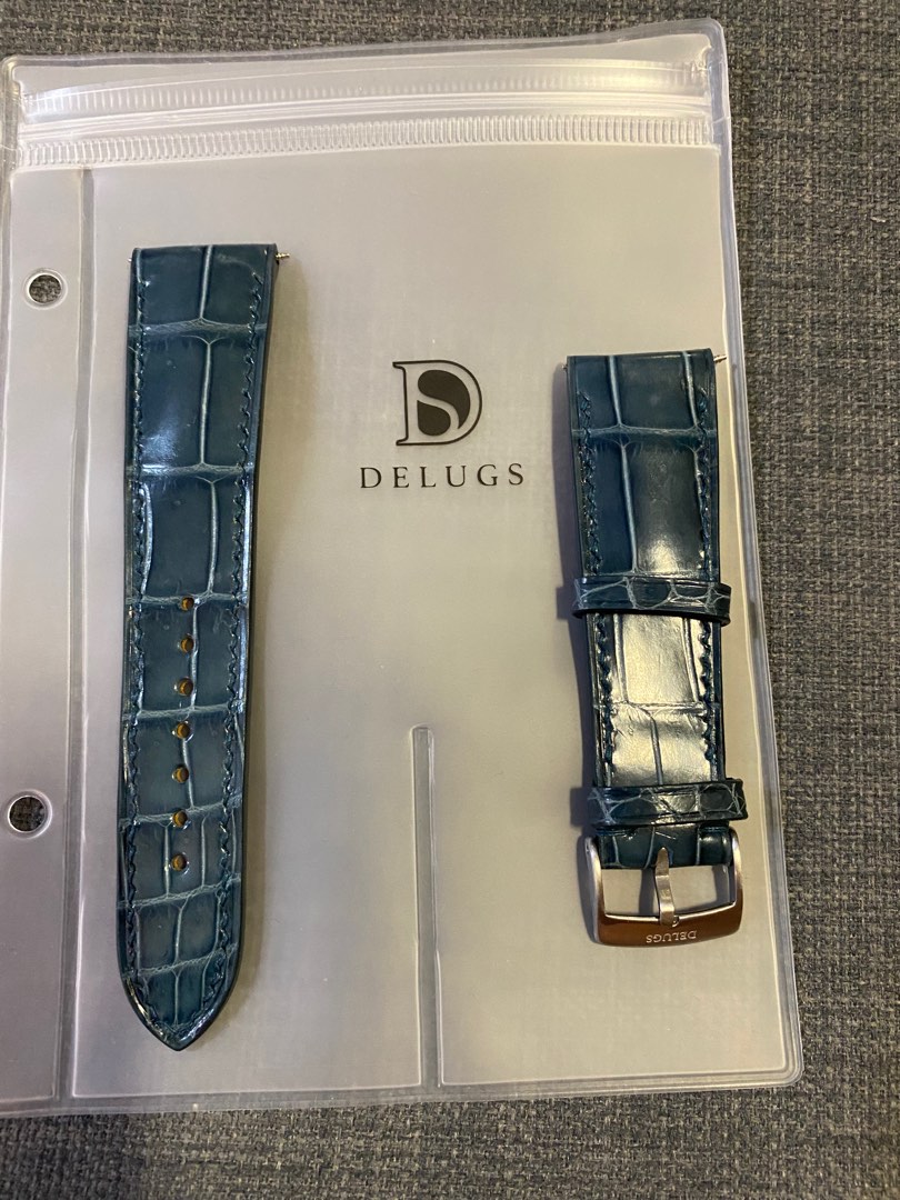 Delug Alligator Watch Strap - Peacock Blue, Men's Fashion, Watches ...