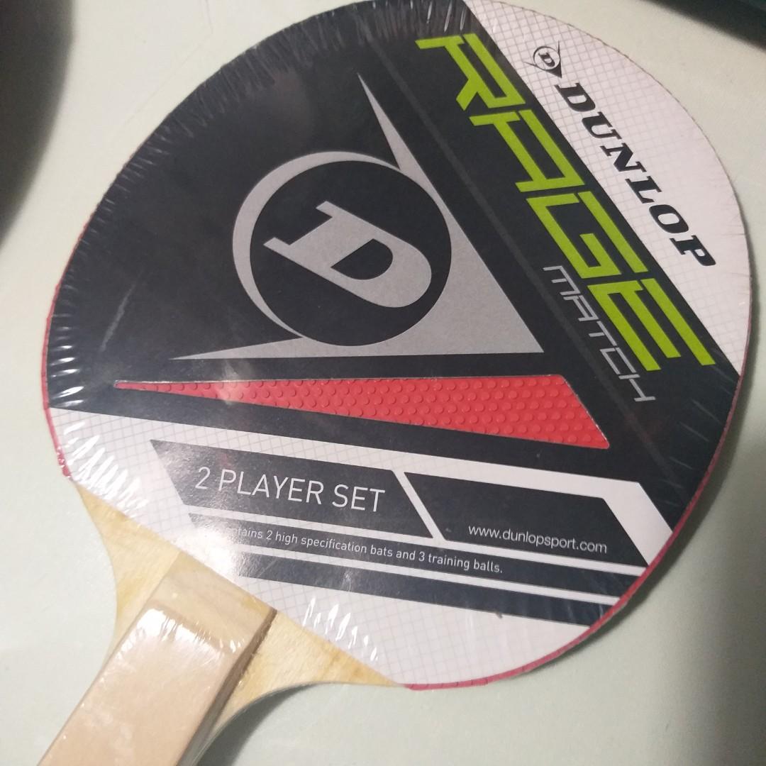 Dunlop Rage Match 2-Player Set Table Tennis / Ping Pong Racket w/Bag ...