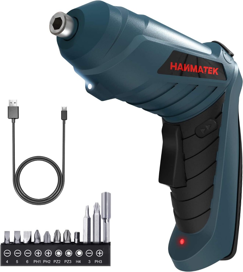 Electric Screwdriver,HANMATEK Cordless Screwdriver Tool Rotated 90 ...