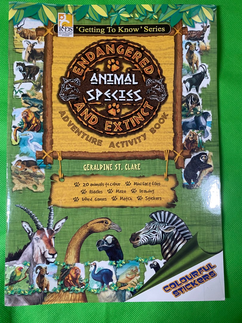 ENDANGERED AND EXTINCT ANIMAL SPECIES / ADVENTURE ACTIVITY BOOK ...