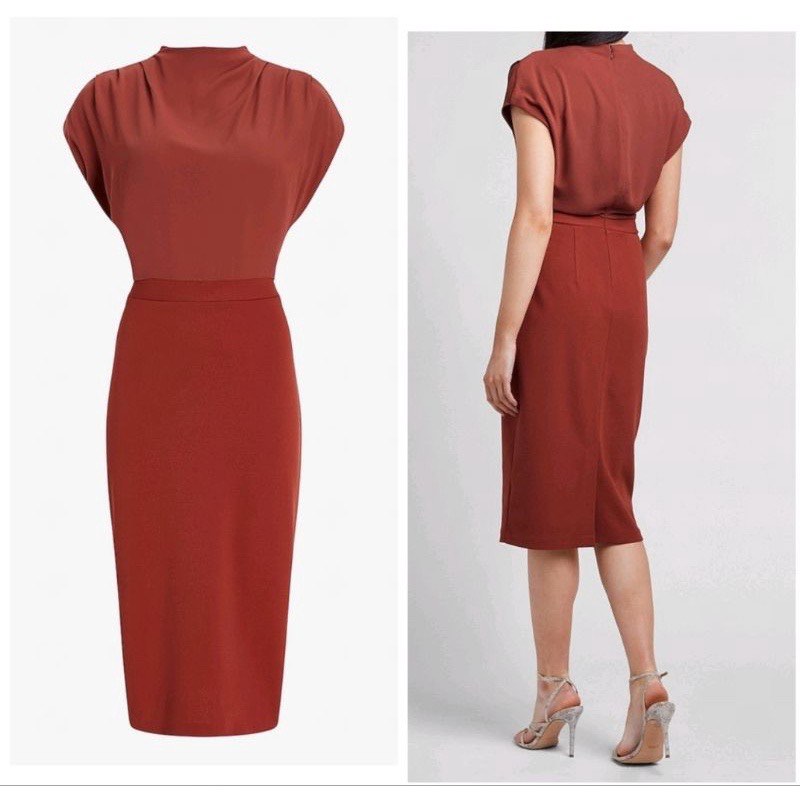 Express Draped Dress in Rust color, Women's Fashion, Dresses & Sets ...