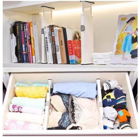EXTENDABLE DRAWER PARTITION ADJUSTABLE STORAGE DIVIDER WARDROBE CLOTHES ...