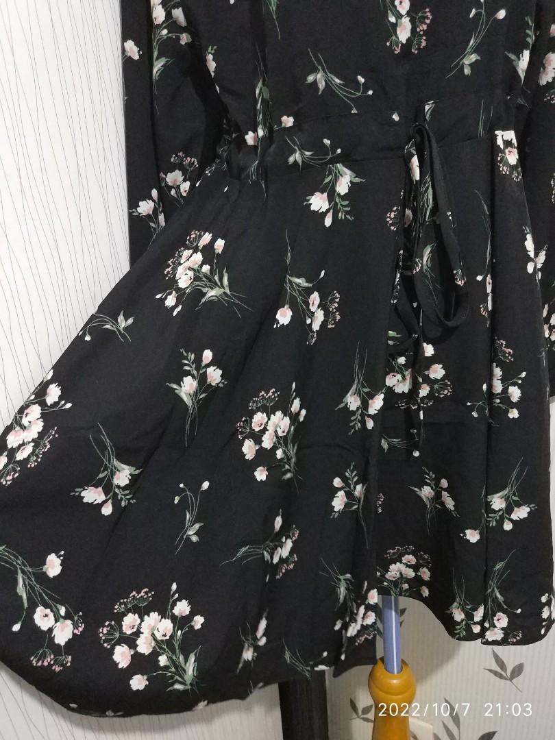 Floral Serut Midi Dress - LD : 104, PB : 90, Fesyen Wanita, Pakaian ...