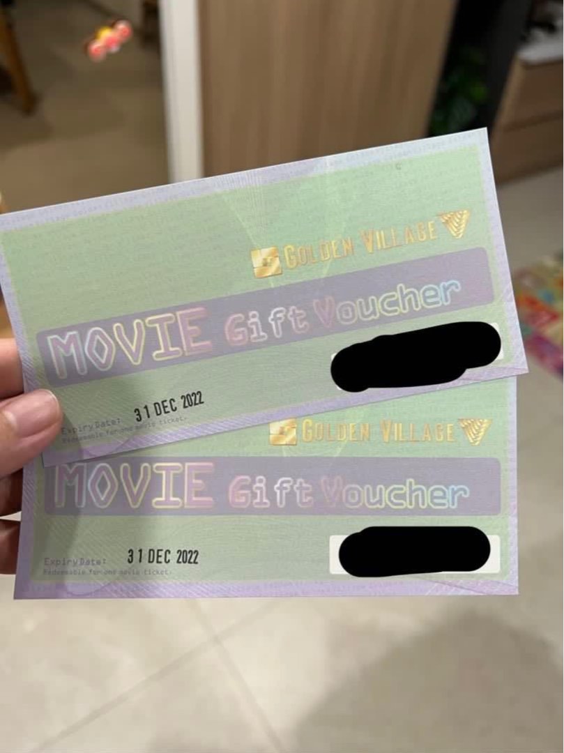 Golden village GV tickets x2, Tickets & Vouchers, Vouchers on Carousell