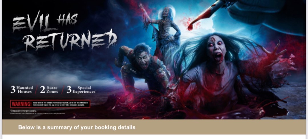 HHN 3 Nov ($100 for 2 tickets), Tickets & Vouchers, Event Tickets on ...