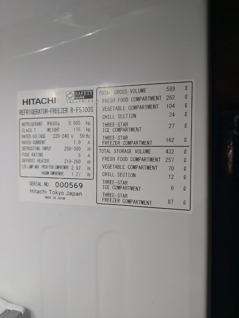 Hitachi 6 door refrigerator fridge glass door inverter made in japan ...