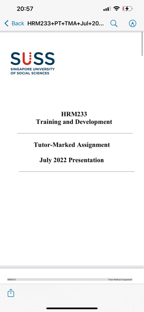 Suss Hrm233 training and development tma report due 17 October did ...