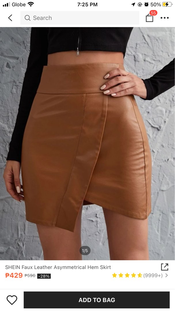 Leather Shein Skirt, Women's Fashion, Bottoms, Skirts on Carousell
