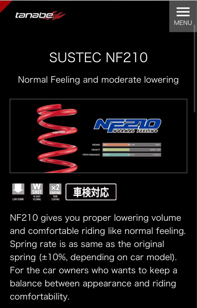 Mazda 6 Tanabe Lowering Springs, Car Accessories, Accessories on Carousell