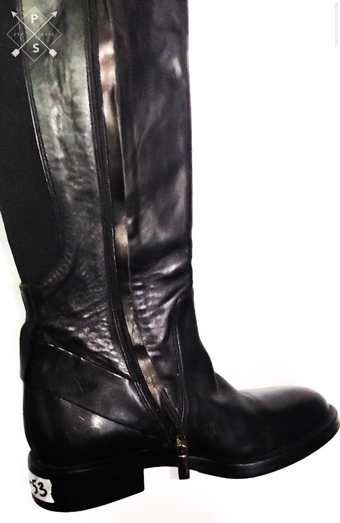 MELIN made in Italy black boots with gold buckle, Women's Fashion ...