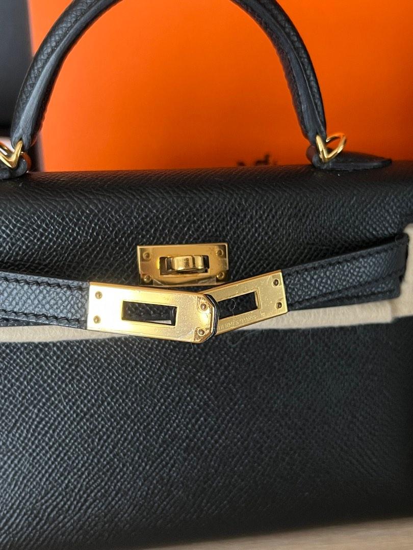 Mini Kelly Black with GHW Epsom, Luxury, Bags & Wallets on Carousell