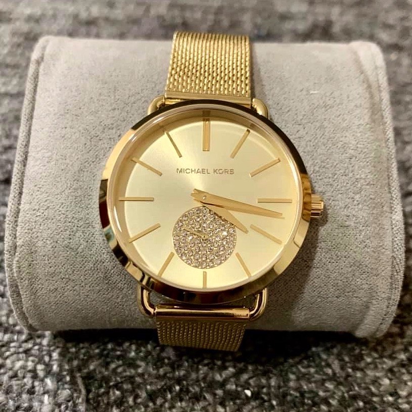 MK PORTIA MESH STRAP ALL GOLD AUTHENTIC WATCH, Women's Fashion, Watches ...