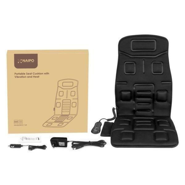 Naipo Portable Seat Cushion Massager with Vibration and Heat, 8-Motor Vibration 4 Massage ...