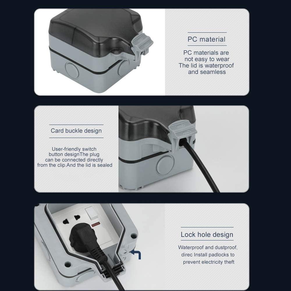Outdoor Sockets Weatherproof, Single Outdoor Socket 13A 1gang IP66 ...