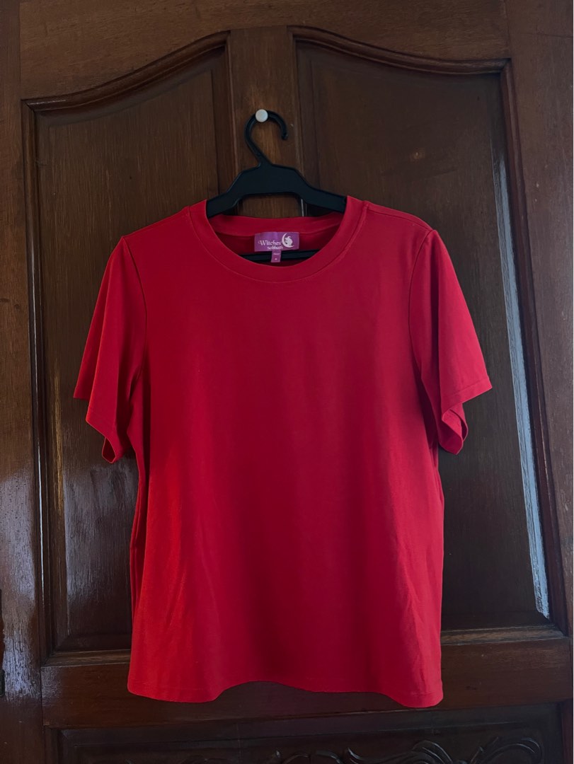 Plain Red Shirt, Women's Fashion, Tops, Shirts on Carousell