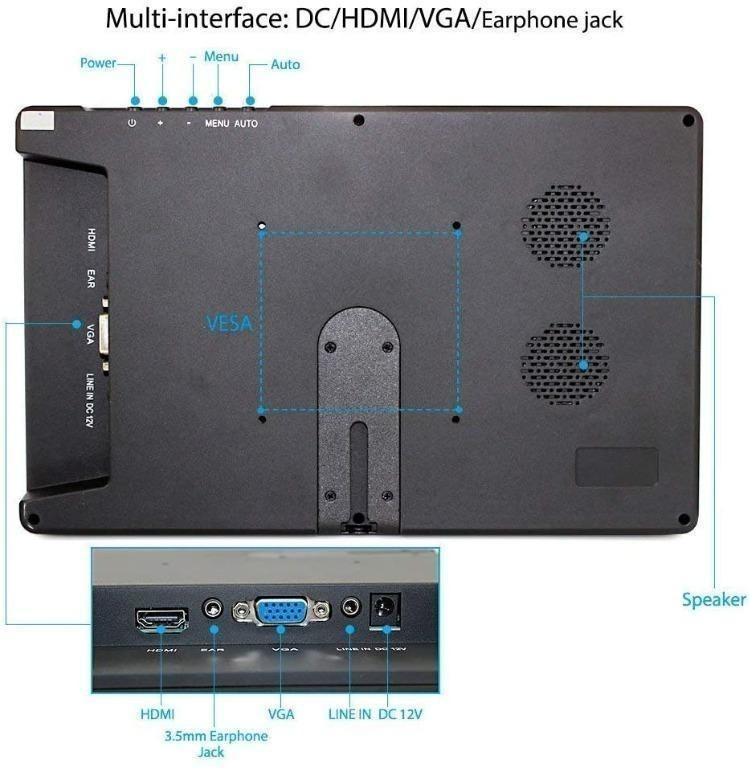 Portable Monitor ELECROW 10.1 Inch CCTV Monitor 1920x1080 Resolution ...