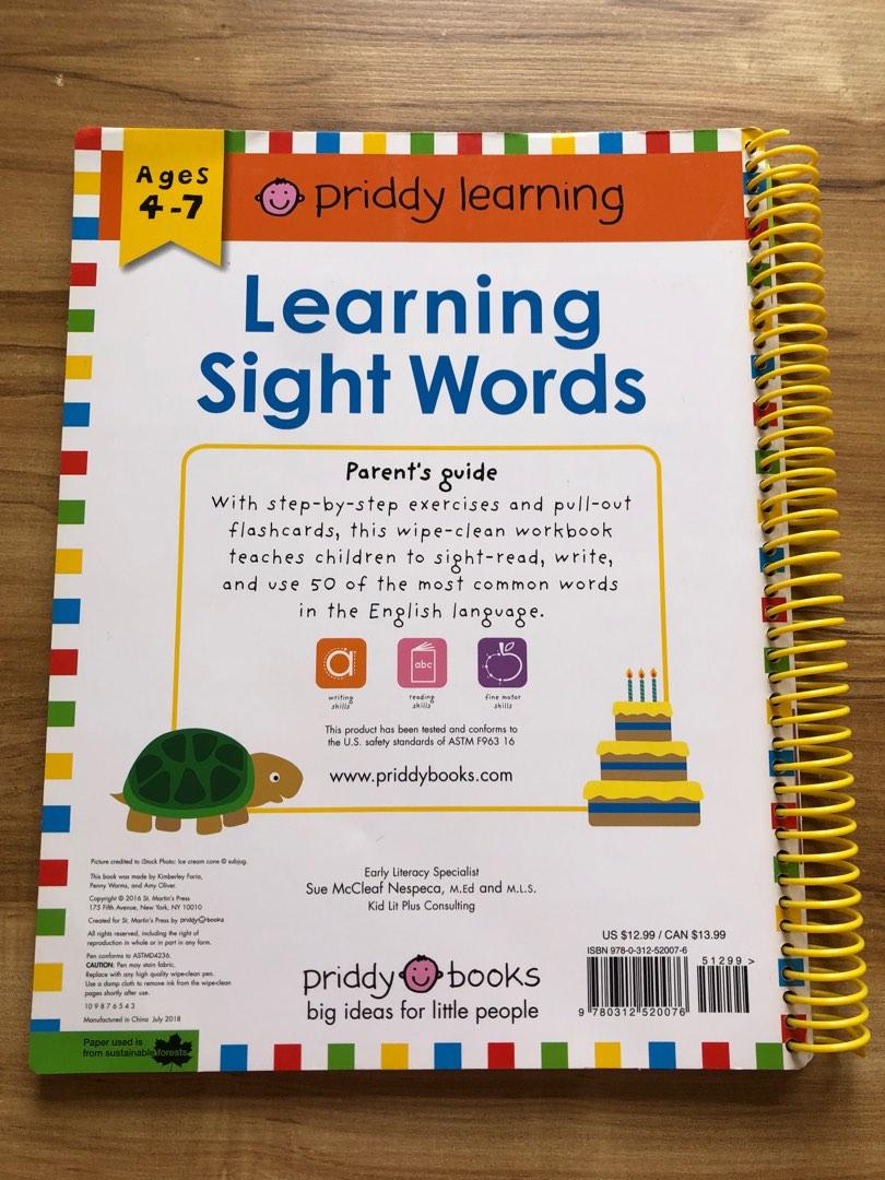 Priddy Learning Sight Words Wipe Clean Book, Hobbies & Toys, Books ...
