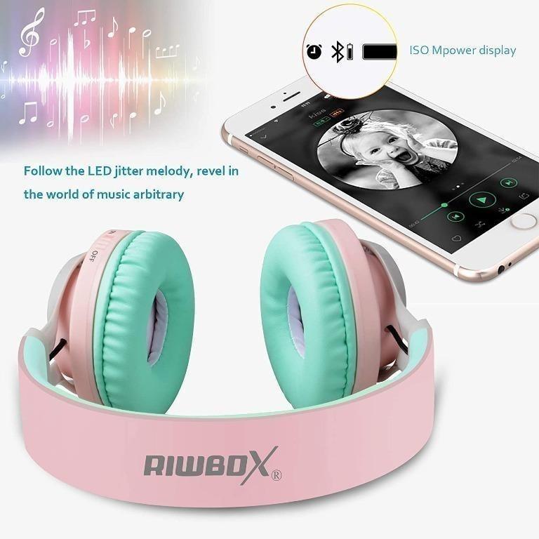 Riwbox WT-7S Bluetooth Headphones Light Up, Foldable Stero Wireless ...