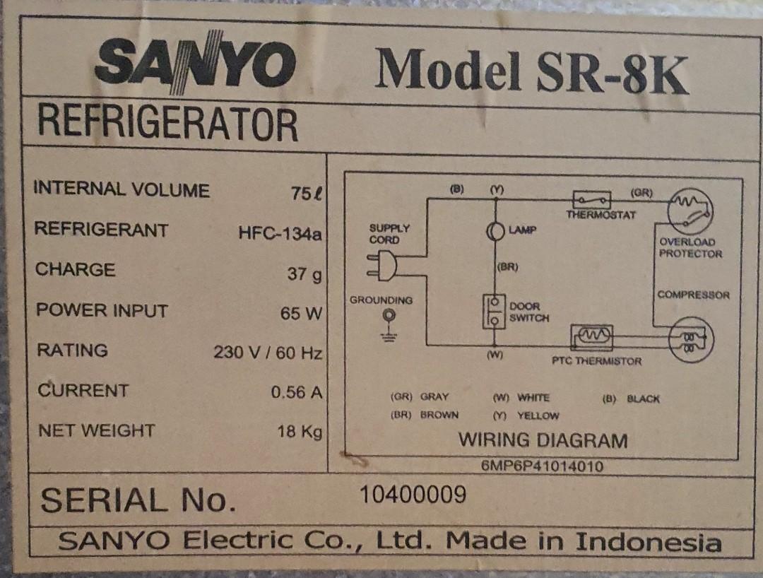 Sanyo SR-8K, TV & Home Appliances, Kitchen Appliances, Refrigerators ...
