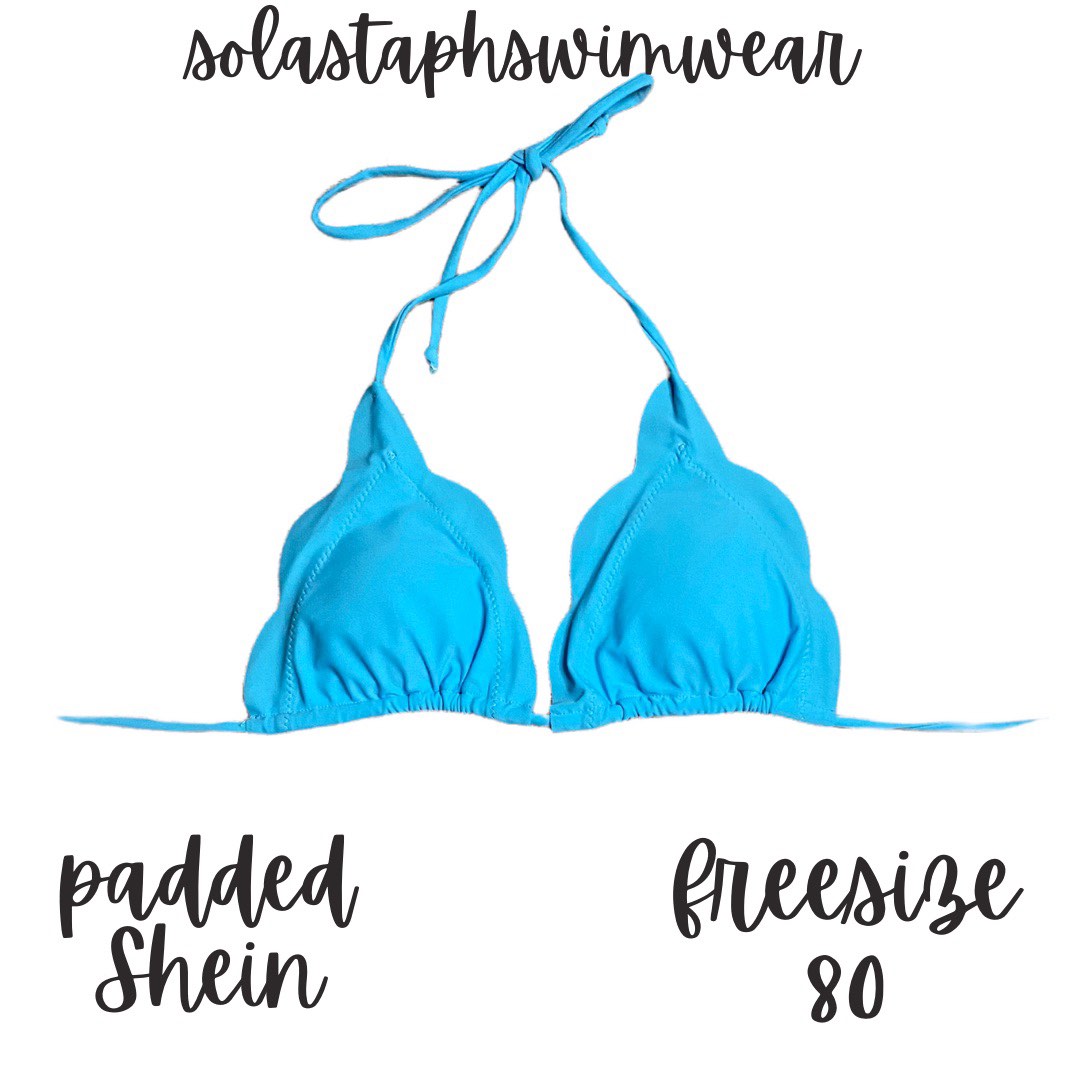 Shein Blue Scallop Triangle Top, Women's Fashion, Swimwear, Bikinis ...