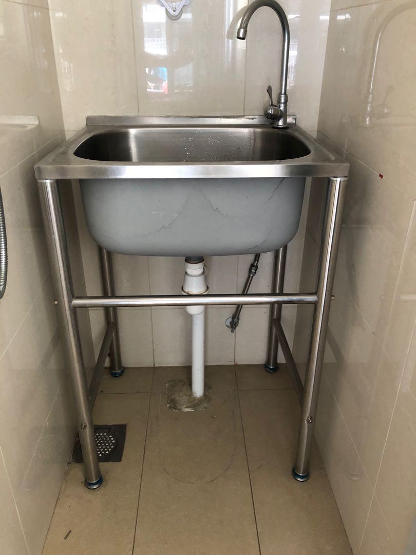 Stainless steel kitchen / laundry sink with tab, Furniture & Home ...