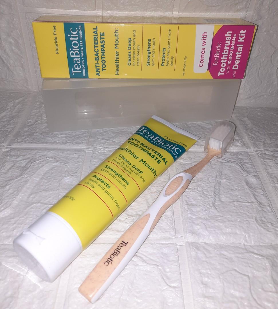 TeaBiotic Anti-Bacterial Toothpaste & Dental Kit (hard case, toothpaste ...
