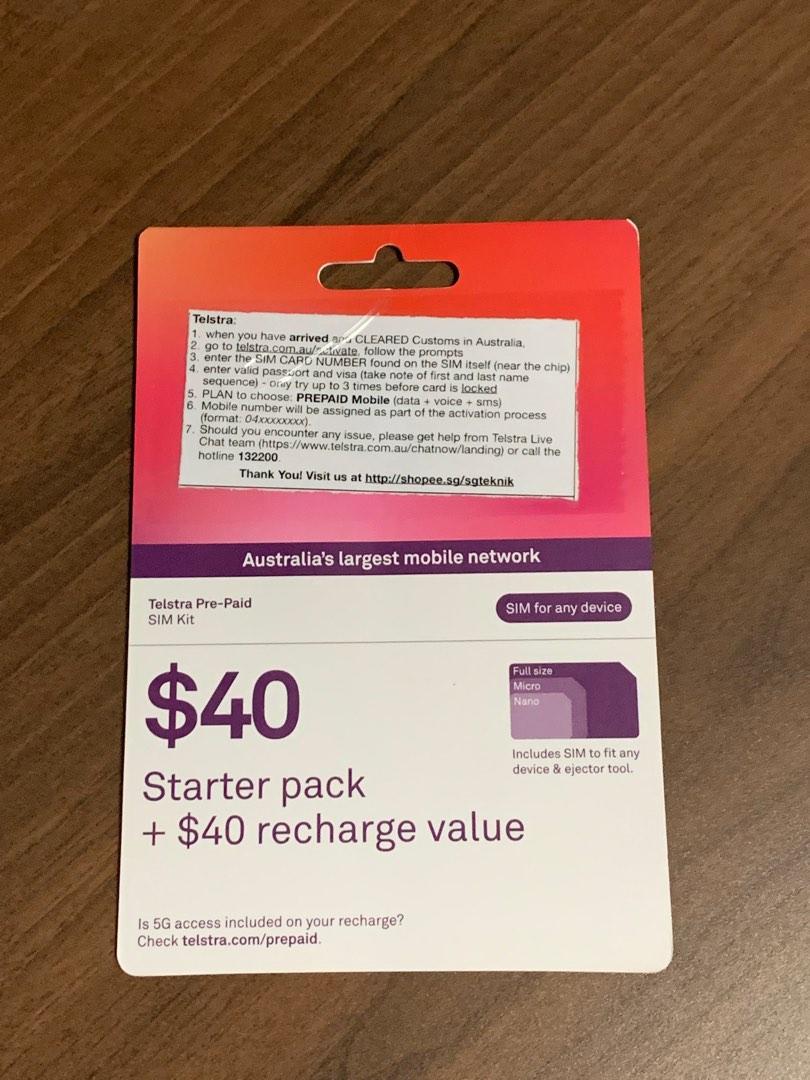 Telstra pre paid SIM card 40GB, Mobile Phones & Gadgets, Mobile ...
