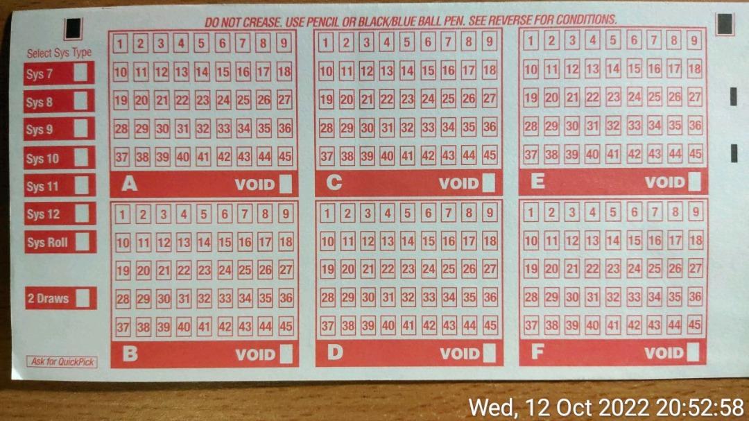 Toto Lottery Bet Slip, Hobbies & Toys, Memorabilia & Collectibles ...