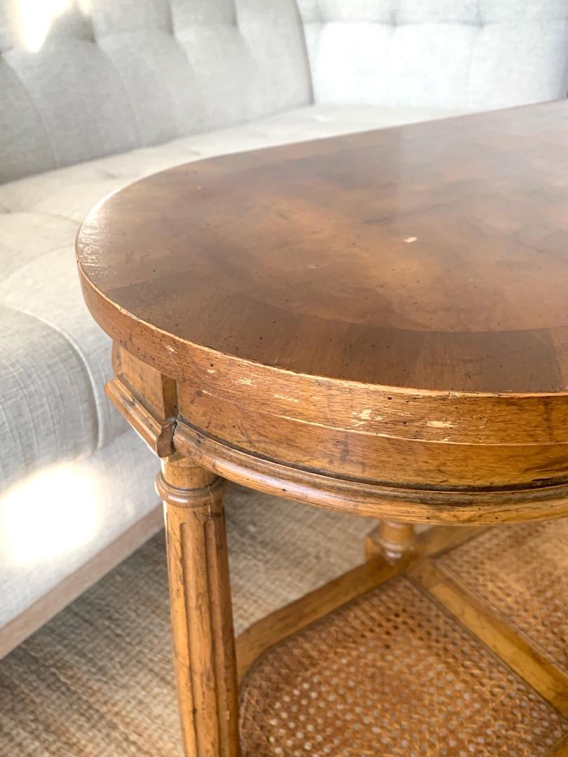 1980's Antique wood and rattan Long Console Table / dining rack ...