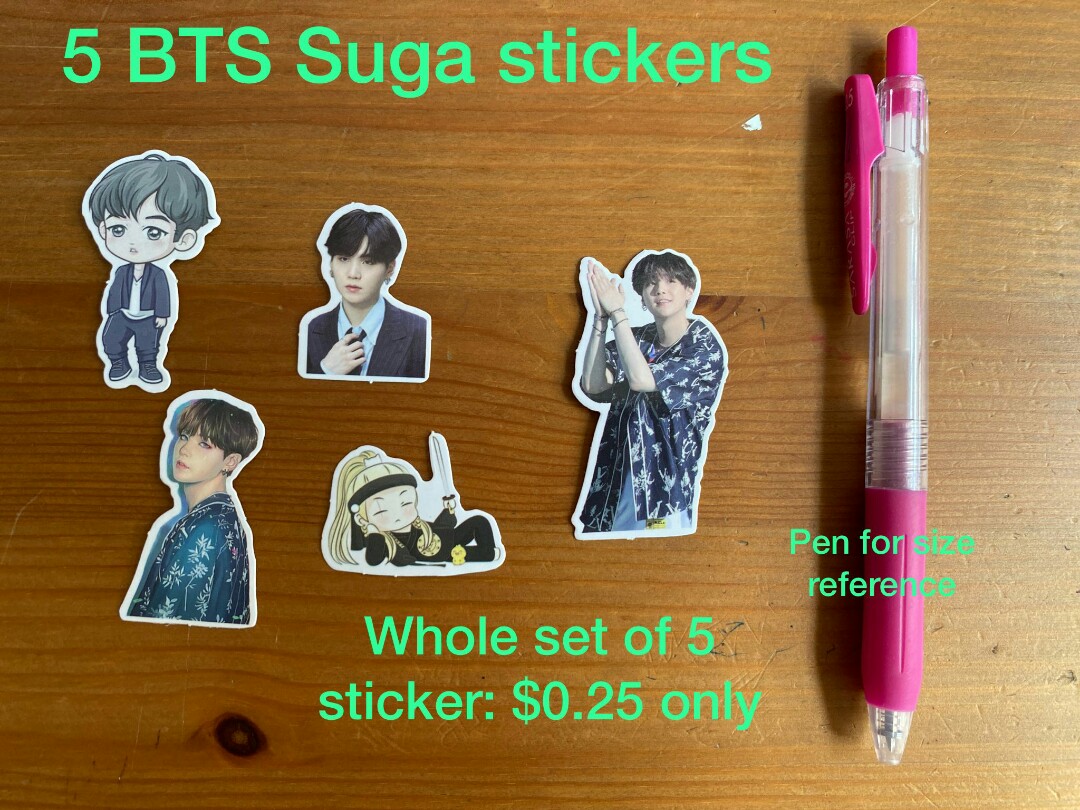 5 SUGA STICKERS for less than 30 cents!!, Hobbies & Toys, Memorabilia ...