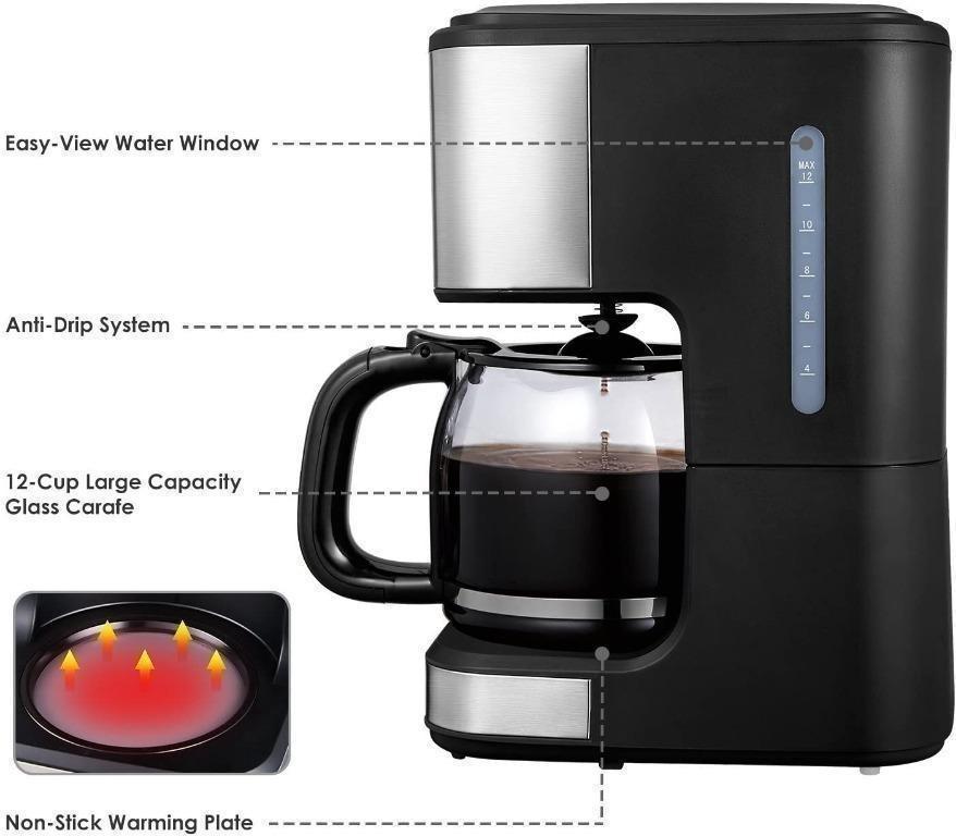 Aicok Filter Coffee Machine, 1.8 Litre Drip Coffee Maker, 60s Fast ...