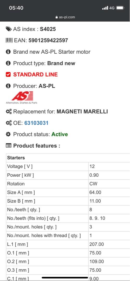 Alfa Romeo Giuleitta mito 1.4 starter motor ASI, Car Accessories, Accessories on Carousell