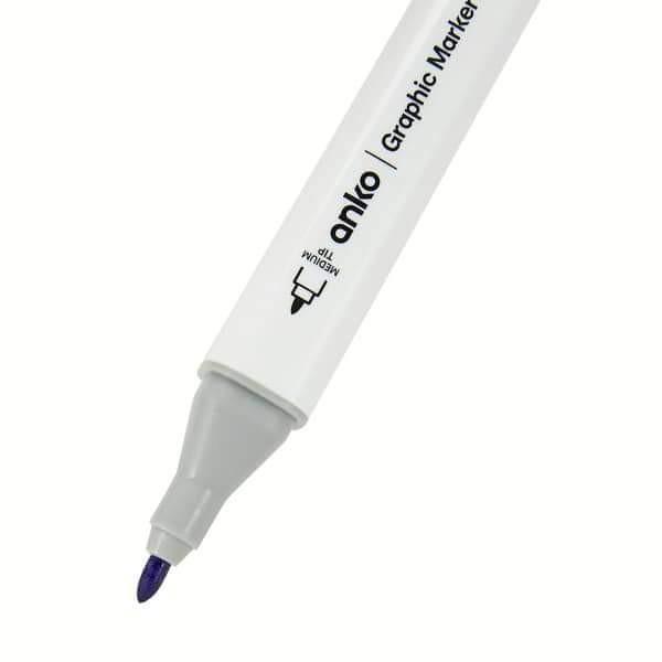Anko 12 Pack Dual-Tip Graphic Permanent Markers, Hobbies & Toys ...