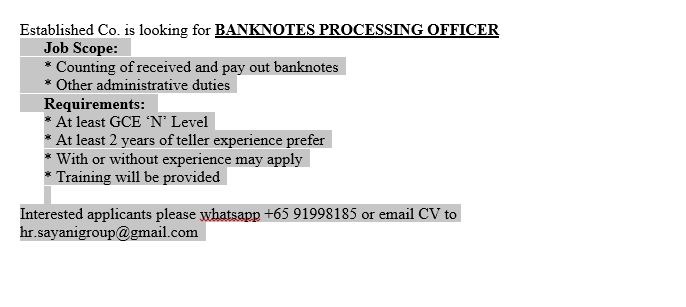 BANKNOTES PROCESSING OFFICER, Jobs, Admin & Finance on Carousell