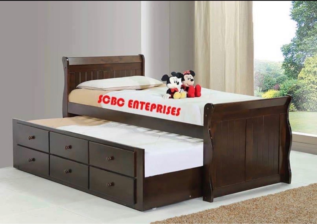 Bed frame with pull out and uratex foam, Furniture & Home Living ...