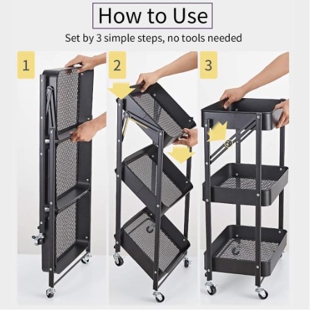 Best deal shelf storage cart home organiser Multi-purpose Foldable ...