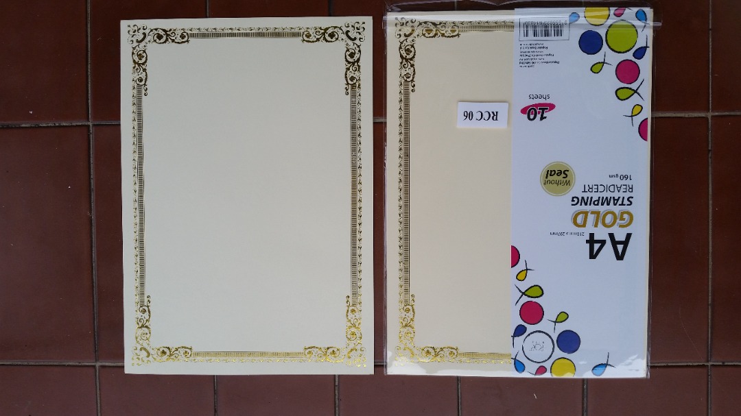 Certificate Paper Kertas Sijil Ready Cert Gold Stamping, Hobbies & Toys ...