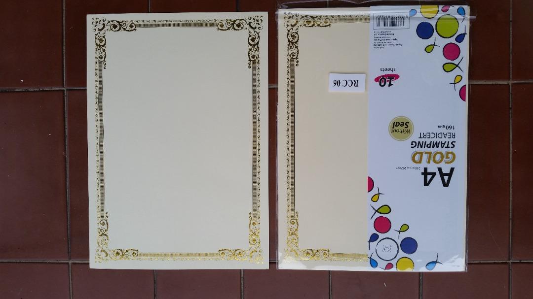 Certificate Paper Kertas Sijil Ready Cert Gold Stamping, Hobbies & Toys ...