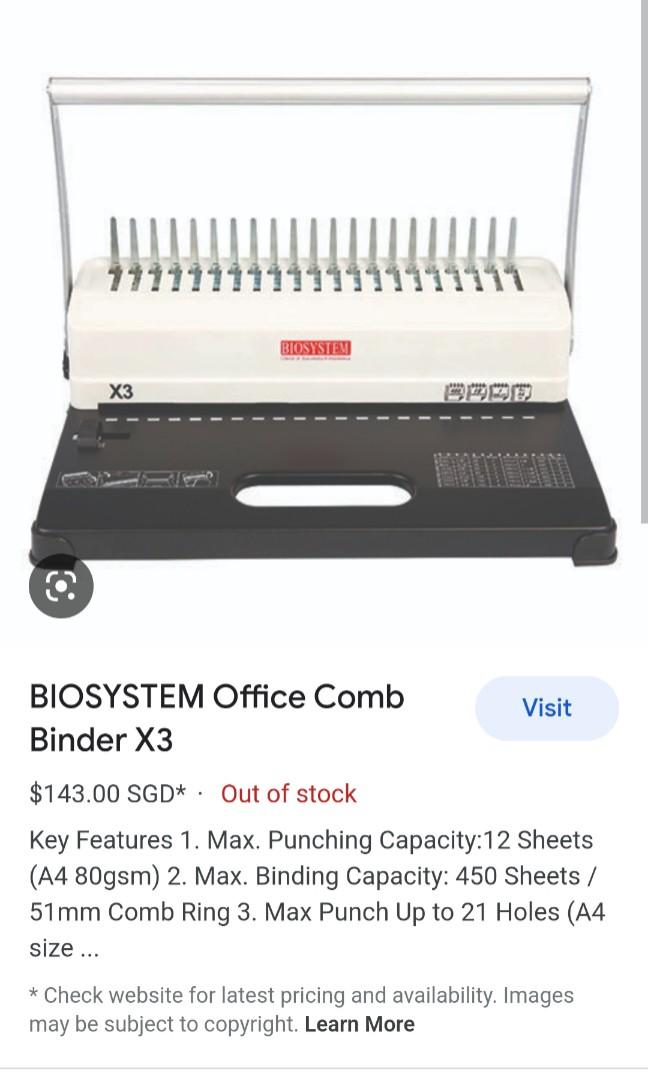 Comb Binder BIOSYSTEM, Computers & Tech, Office & Business Technology ...