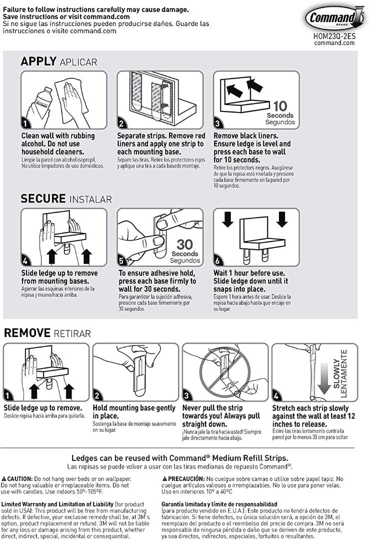 Command Black 4" Floating Wall Ledges, 2 pack, Holds 2 lbs (HOM23S-2ES ...