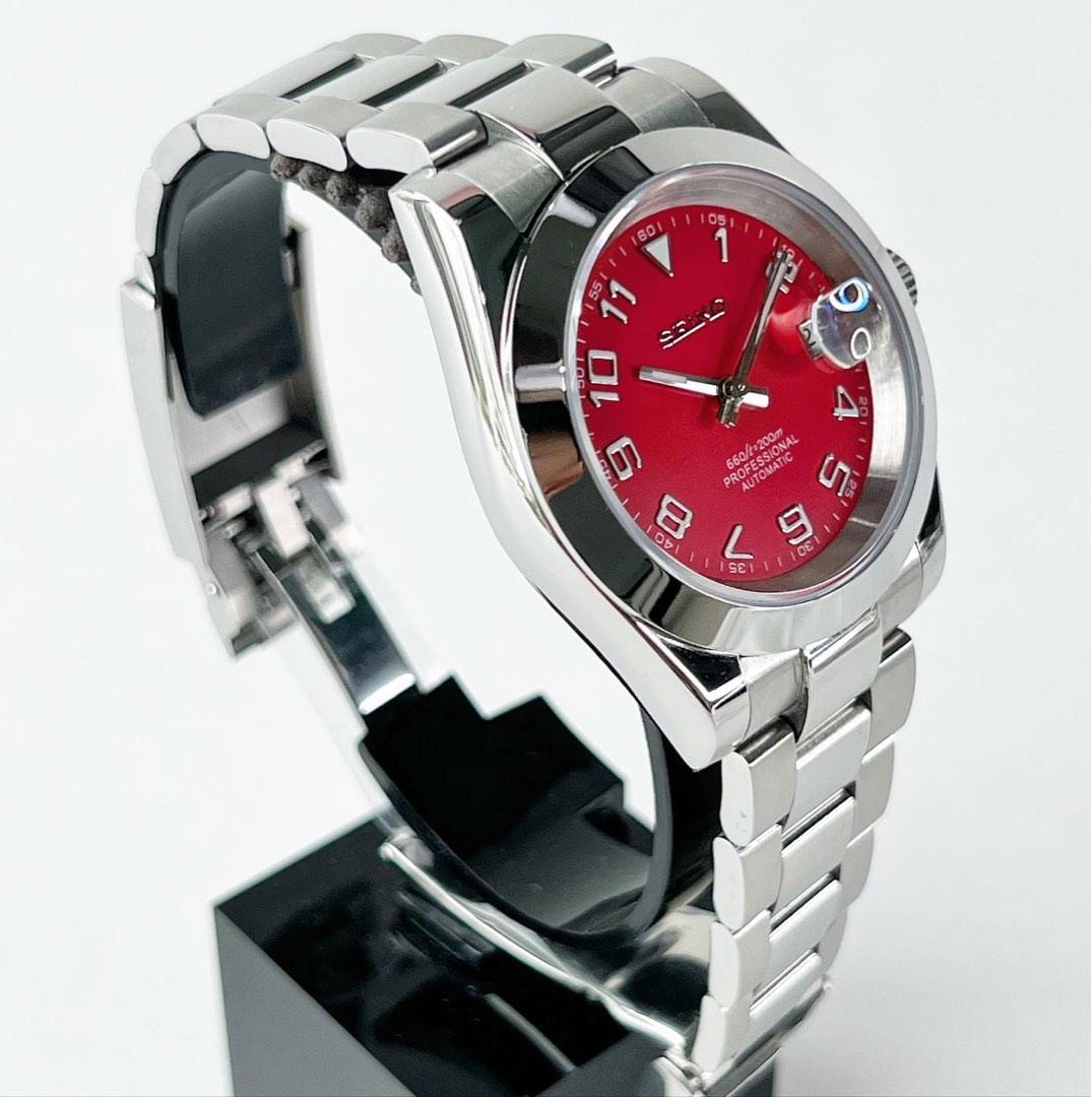 Custom Seiko Mod 36/39mm Red Explorer Special Automatic Watch , Men's ...