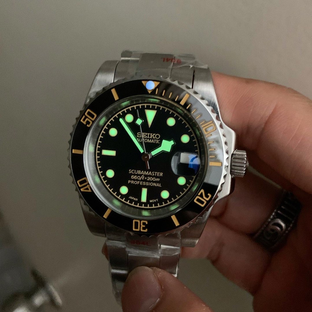Custom Seiko Mod 40mm Vintage Tudor Submariner Automatic Watch , Men's ...