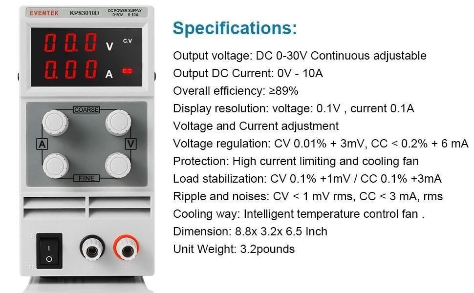 DC Power Supply Variable V A Eventek Adjustable Switching Regulated Power Supply