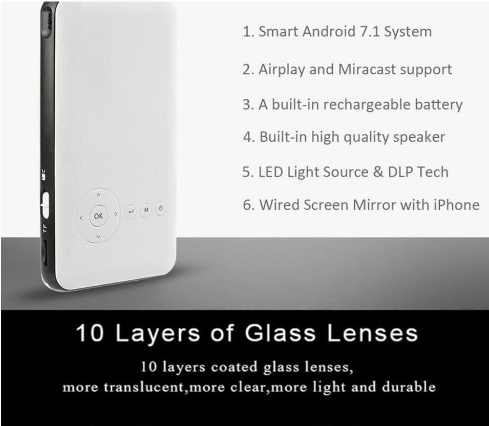 DLP Smart Mini Projector Android 7.1 Dual Wifi Bluetooth 4.0 Proyector ...