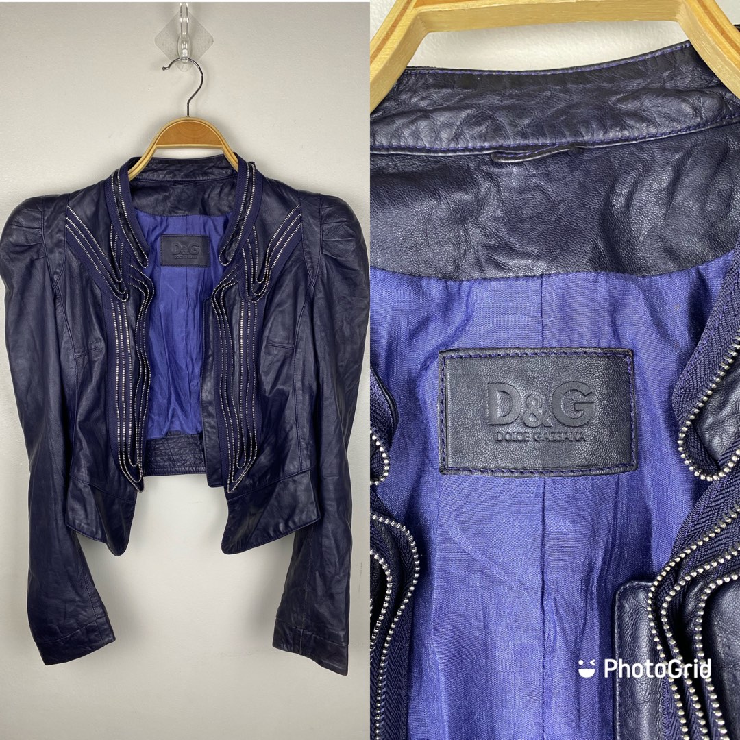 DOLCE GABBANA CROPPED LEATHER JACKET, Luxury, Apparel on Carousell